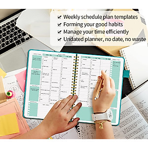 Weekly Schedule Planner Undated with Year Weekly Monthly, Hourly Appointment Book Academic Planner, 53 Weeks,12 Month Journal Notebook Productivity with TwinWire Binding Flexible Cover for School