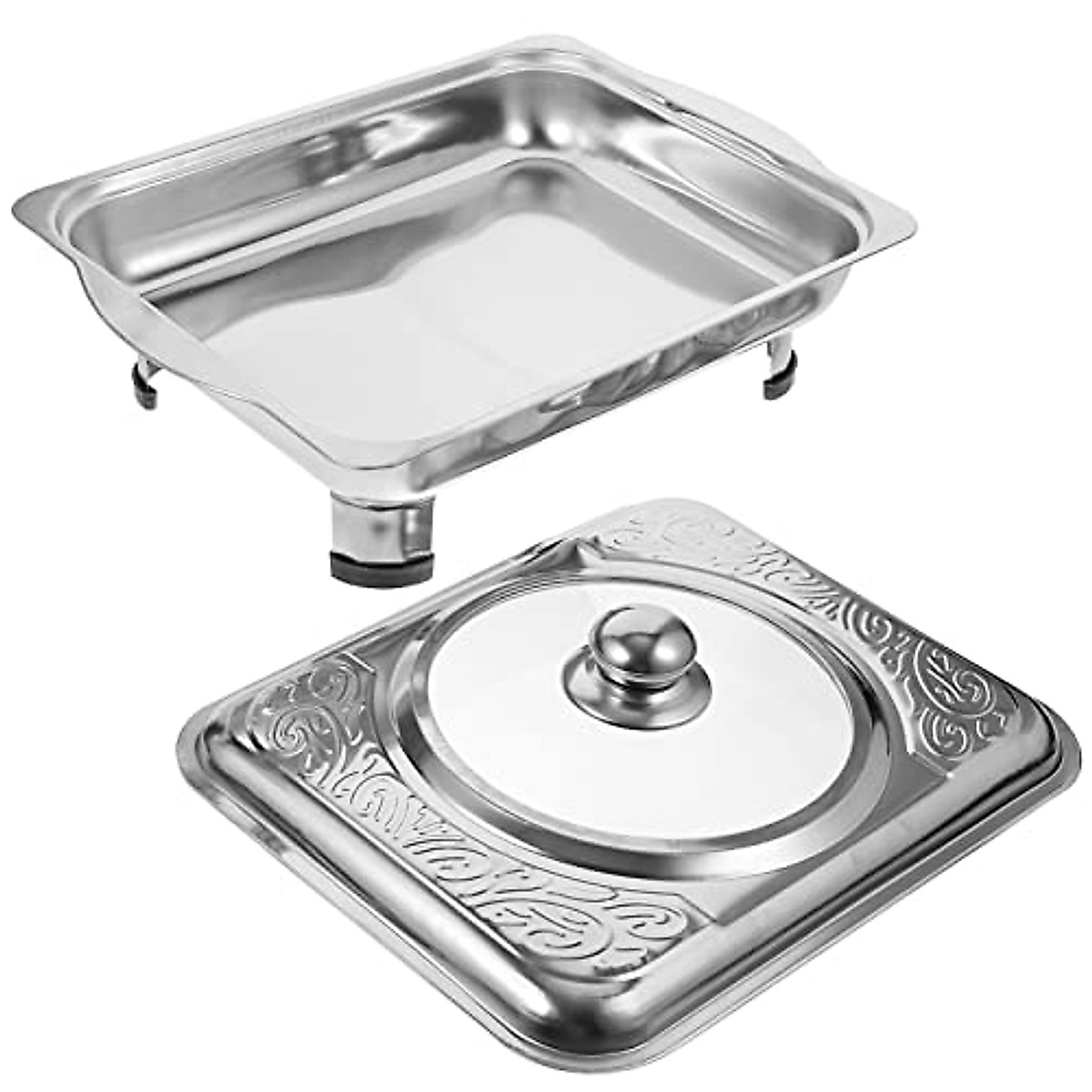 Healeved Snack Tray Chafing Dish Stainless Steel Buffet Chafer Tray Rectangular Buffet Stove Chaffing Servers Food Warmers for Parties Buffets Catering Chafing Dish Buffet Set