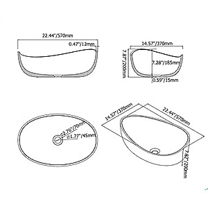 Weibath Oval Vessel Sink Stone Resin Bathroom Sink Modern Art Sink Matte White with Pop Up Drain (Matte White)