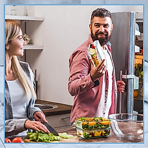 Blushtier 4 Set 8 Cup Large Glass Storage Containers Airtight 63 oz Food Bento Boxes Sets with Lids Kitchen Storage Containers Glass Cookie