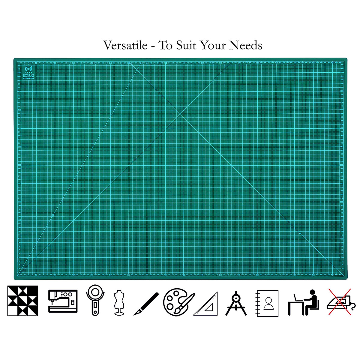 DAFA Professional 36" x 24" Self-Healing, Double-Sided Cutting Mat, Rotary Blade Compatible, (36x24), (24x18), (18x12), (12x9) Sizes, for Sewing, Quilting, Arts & Crafts Green