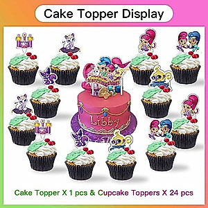 Shimmer and Shine Party Supplies Paltes Cake Toppers Balloons For Boys Girl Banner Backdrop Birthday Set Decor