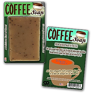 Coffee Soap Handcrafted Scented with Ground Coffee Beans Unisex Coffee Gags Cool Stocking Stuffers for Men Women Coworkers Weird White Elephant Ideas Secret Santa Novelty Coffee Bar Soap