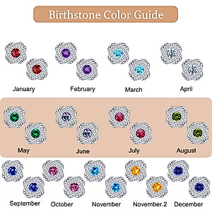Knot Birthstone Stud Earrings for Women, 18K White Gold Plated 925 Sterling Silver Gemstone Earrings Gorgeous Sparkle Round Cut Pink Corundum October Birthstone Earrings for Women Mom Birthday Gifts