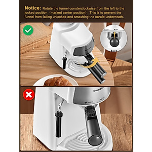 Ihomekee Espresso Machine, 3.5Bar Espresso and Cappuccino Machine with Preheating Function, 4 Cup Coffee Maker with Milk Frothing Function and Steam Wand (White), CM6810