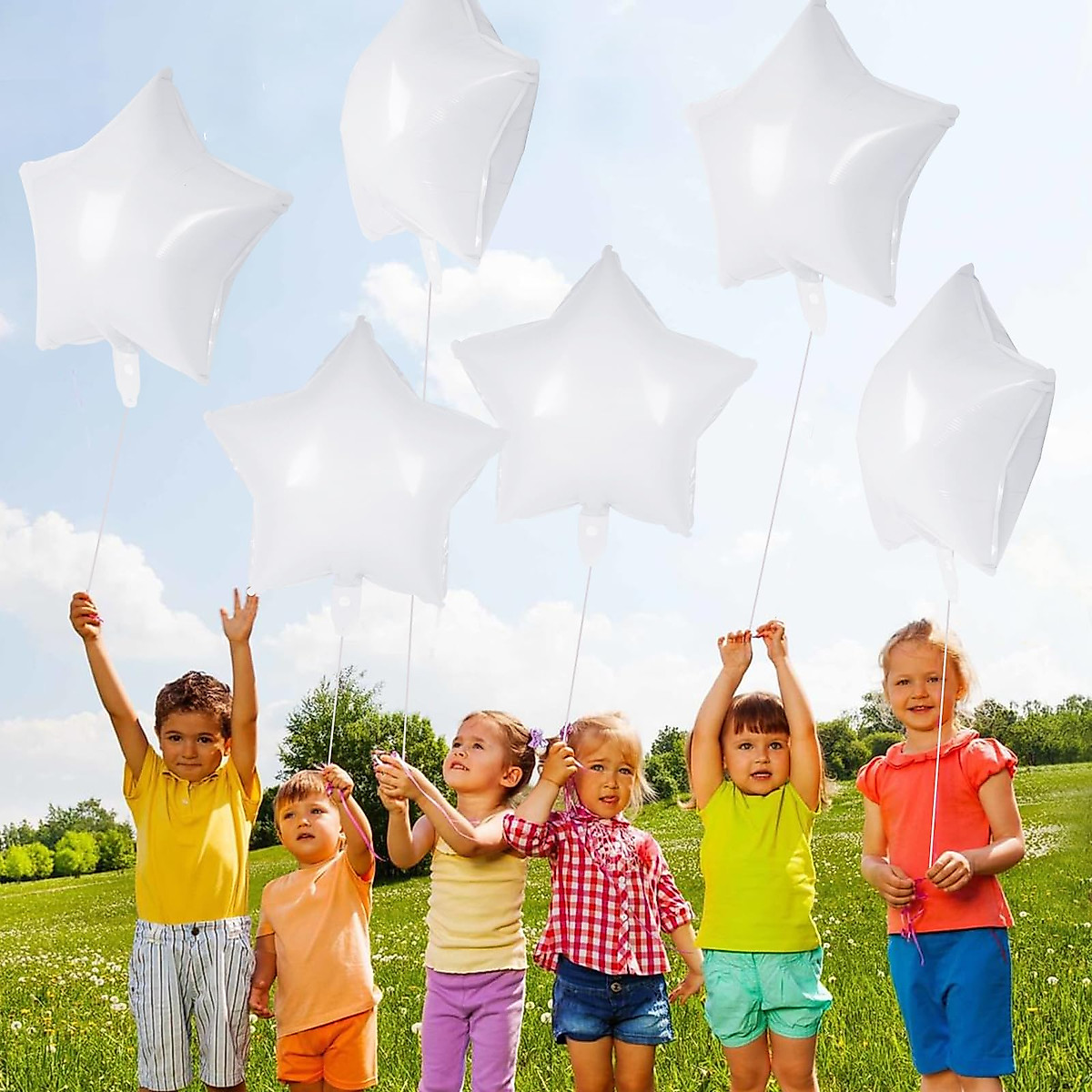 20 Pcs Star Balloons,18 Inch White Star Foil Balloons,Star Shaped Balloons Mylar Balloons Helium Balloons for Birthday Party Anniversary Wedding Baby Shower Decorations (White)