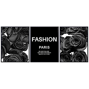 Fashion Quote Set - Glam Designer Artwork, Wall Art Decor print Set - Classy Couture Design Home Decor for Bedroom, Living room, Bathroom, Office - Luxury Gift for Woman, Fashionista - Black