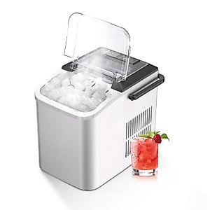 Bullet Ice Maker, 33 lbs/24H Counter Top Ice Maker, Portable Pellet with Self-Cleaning, 9 Cubes in 7-8 Mins, Ice Maker for Home, Office, Kitchen, RV