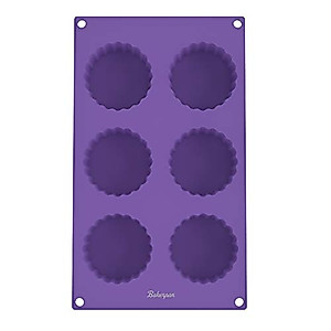 Bakerpan Silicone 2 3/4 Inch Round Tart Mold, Mini Cakes, Desserts, 6 Cavities Pan - Set of 2