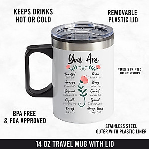 Bible Verse Mug & Gift Box, Christian Gifts for Women Faith - Inspirational Gifts for Women, Religious Gifts for Women & Spiritual Gifts For Women, Coffee Tumbler For Women & Men Catholic Gifts (14oz)