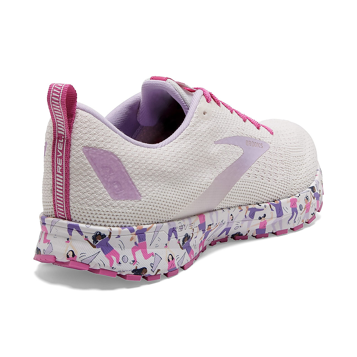 Brooks Women's Revel 4 Running Shoe - White/Lilac/Pink - 6.5