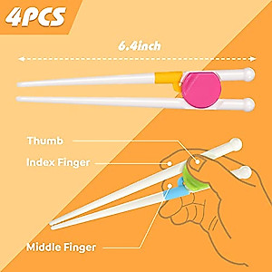 HANSGO Kid Training Chopsticks, 4 Pairs Colorful Learning Chopsticks Detachable Training Chopsticks for Kids Toddler Children Left or Right Handed Dishwasher Safe