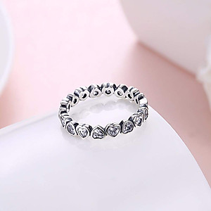 Ginger Lyne Collection Jana Hearts Solid Sterling Silver CZ Eternity Wedding Bridal Band Ring Size 6