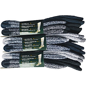 Diamond Star Merino Wool Socks 6 Pairs Thermal Socks Insulated for Cold Weather Winter Socks For Men & Women 10-13 (2 Black, 2 Navy, 2 Grey)