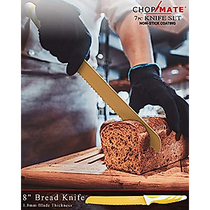 Chopmate Color Stainless Steel Non-Stick Ceramic Coated 8 Piece Kitchen Knife Set