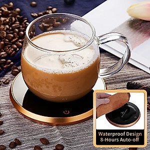 Coffee Warmer for Desk Auto Shut Off,Smart Coffee Cup Warmer with 2 Temperature Setting,Electric Mug Warmer Plate for Coffee,Milk,Tea,Cocoa (Gold)