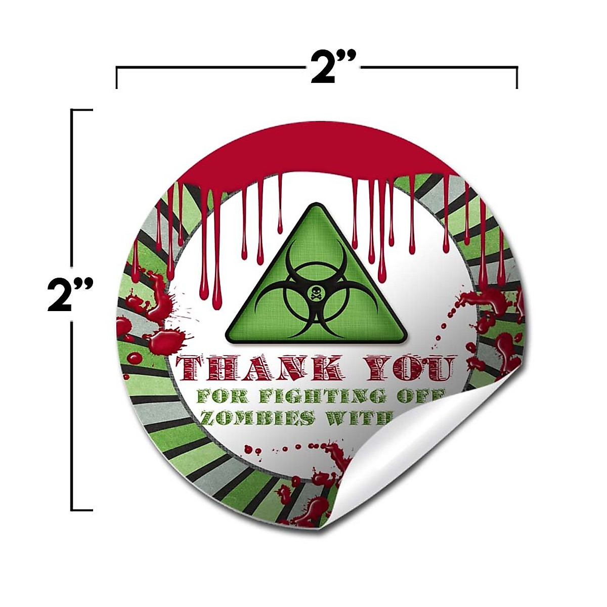 Zombie Birthday Party Thank You Sticker Labels, 40 2" Party Circle Stickers by AmandaCreation, Great for Party Favors, Envelope Seals & Goodie Bags