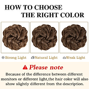 MORICA 1PCS Messy Hair Bun Hair Scrunchies Extension Curly Wavy Messy Bun Hair Synthetic Chignon Hairpieces for Women(1-8#(Medium chestnut Brown))
