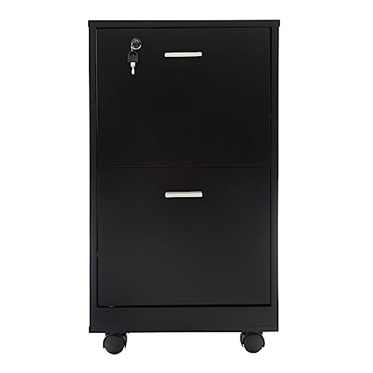 Lavish Home File Cabinet - 2-Drawer Cabinet with Lock and Deep Drawer Storage - Rolling Filing Cabinet for Under The Desk, Home, or Office (Black)
