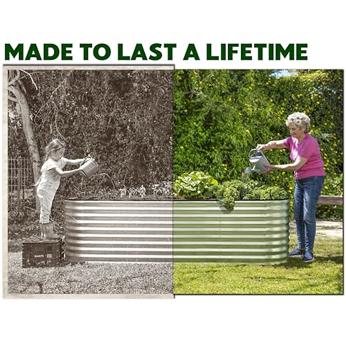 Galvanized Raised Garden Beds Outdoor // 4×2×2 ft Planter Raised Beds for Gardening, Vegetables, Flowers // Large Metal Garden Box (Silver) // Patent Pending Tool-Free Assembly