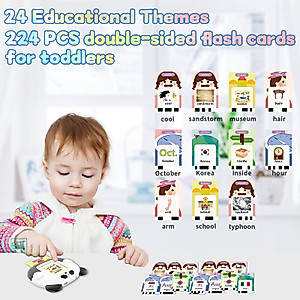 DOSMONO Flash Cards for Toddlers 2-6 Years, 224 Flashcards for Kids Kindergarten Preschool, Sight Word Cards Educational Learning Toys Real Pictures Include ABC, 123, Animals, Weather