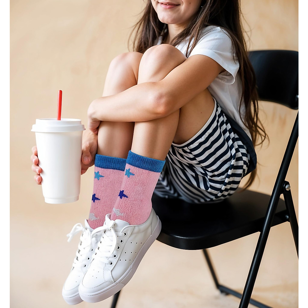 Different Touch 12 Pairs Pack Kids Girls Colorful Creative Fun Novelty Design Crew Socks (6-8, Assorted)