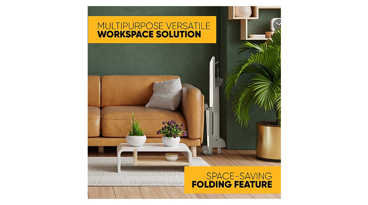 Mobile Folding Standing Desk - Adjustable Height & Portable