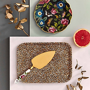 Spode Creatures of Curiosity Collection Cake Server with Floral Motif, Stainless Steel Cake Knife with Porcelain Handle, Perfect Wedding Cake Cutter for Cakes, Pies, Desserts, and More