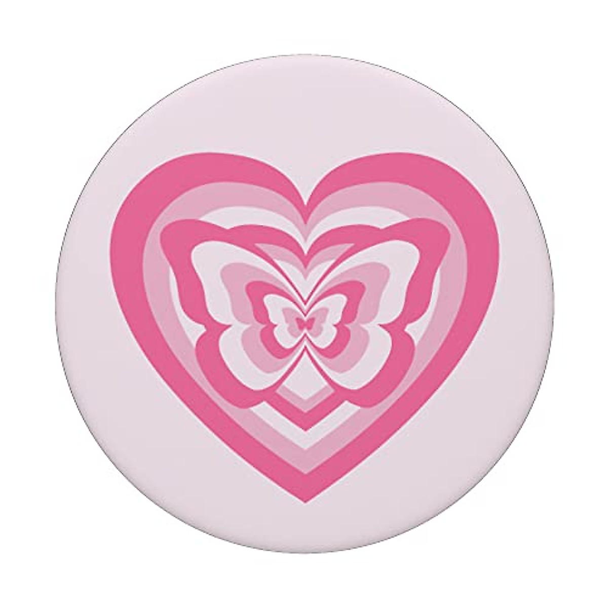 Aesthetic Pink Love Heart Coffe Latte with Butterfly Pattern PopSockets Swappable PopGrip
