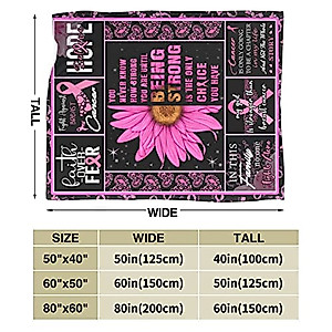Breast Cancer Awareness Blanket Throw, Breast Cancer Survivor Gifts for Women Girls, Pink Ribbon Bed Blankets Ultra Soft Fleece Warm Cozy for Couch Bed Sofa 60x50 Inch