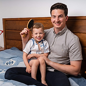 Boar Bristle Hair Brush Set - Designed for Kids, Women and Men. Natural Bristle Brushes Work Best for Thin and Fine Hair, Add Healthy Shine, Improve Texture, Reduce Frizz. Wood Wet Detangler Comb