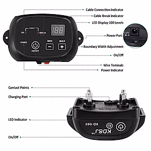 COVONO Electric Dog Fence, Wired Pet Containment System (Aboveground/Underground, 650 Ft Wire, IP66 Waterproof/Rechargeable Collar, Shock/Tone Correction, 1 Dog System)