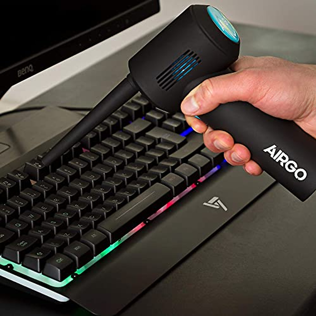 IT Dusters AIRGO Mini Air Duster Cleaner for PC, Laptop, Console, Electronics and Home Cleaning, Cordless and Rechargeable, An Environmental Alternative to Spray Air Can Duster Keyboard Cleaner, Black