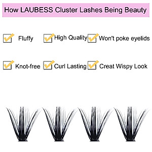 Lash Clusters 14-18mm 240pcs 50D Individual Lashes D Curl Cluster Lashes Mixed Length Eyelash Clusters DIY Lash Extension Kit Cluster Eyelash Extensions (50D-0.07D, 14-18mm)