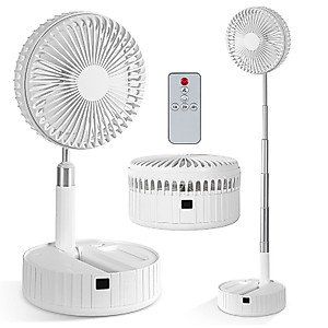 AIDENOEY Portable Telescopic Foldable Desk Fan,10000mAh Foldable Pedestal Floor Fan with 4 speed remote control electric collapsible Standing fan,usb charging,for office home outdoor camping