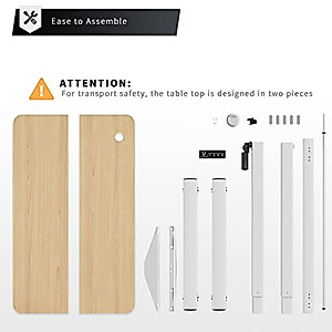 YESHOMY Height Adjustable Electric Standing Desk 55 inch Computer Table, Home Office Workstation, 55in, White Leg/Natural Top