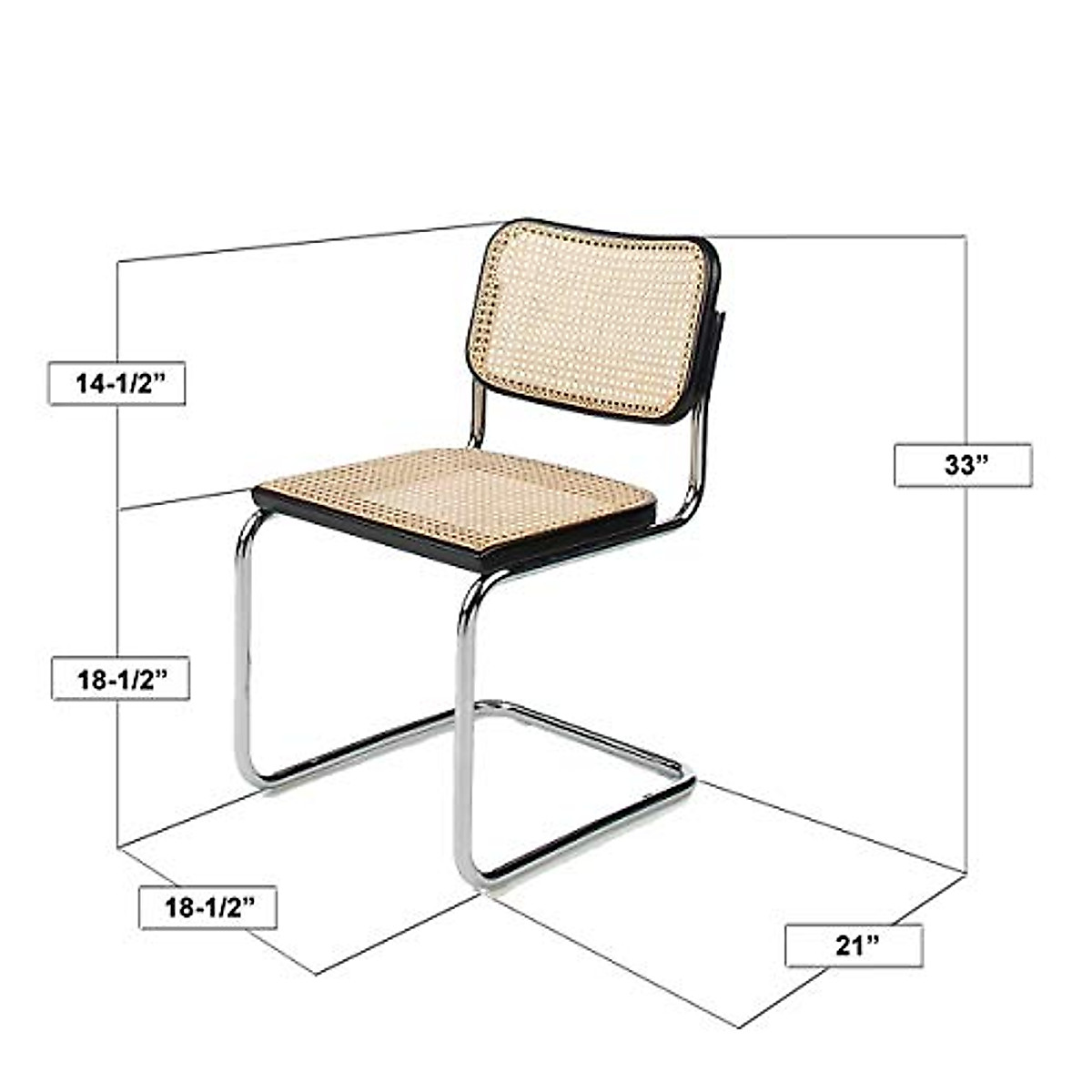 Marcel Breuer Cesca Cane Chrome Side Chair in Natural