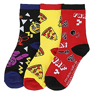 Bioworld Five Nights At Freddy's Pizza Party Youth 3-Pair Crew Socks