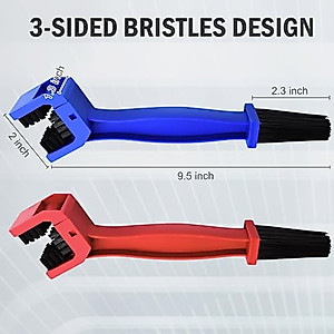 WEFOO Bike or Motorcycle Chain Washer, Cleaning Brush 2 Pcs (Color, Blue and Red)