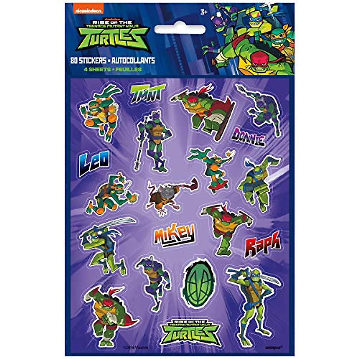 TMNT Teenage Mutant Ninja Turtles Birthday Party Supplies Bundle includes 16 Plates, 16 Napkins, 1 Table Cover, 16 Loot Bags, 16 Paper Masks, 8 Sticker Sheets, 1 Dinosaur Sticker Sheet