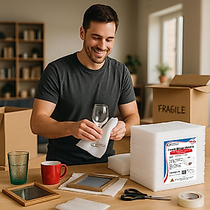 100 Pack Cushioning Foam Sheets Mighty Gadget (R) 12" X 12", 1/16" Thickness, Cushion Foam Wrap Sheets, Packaging Material, Moving Supplies for Packing Storage and Shipping