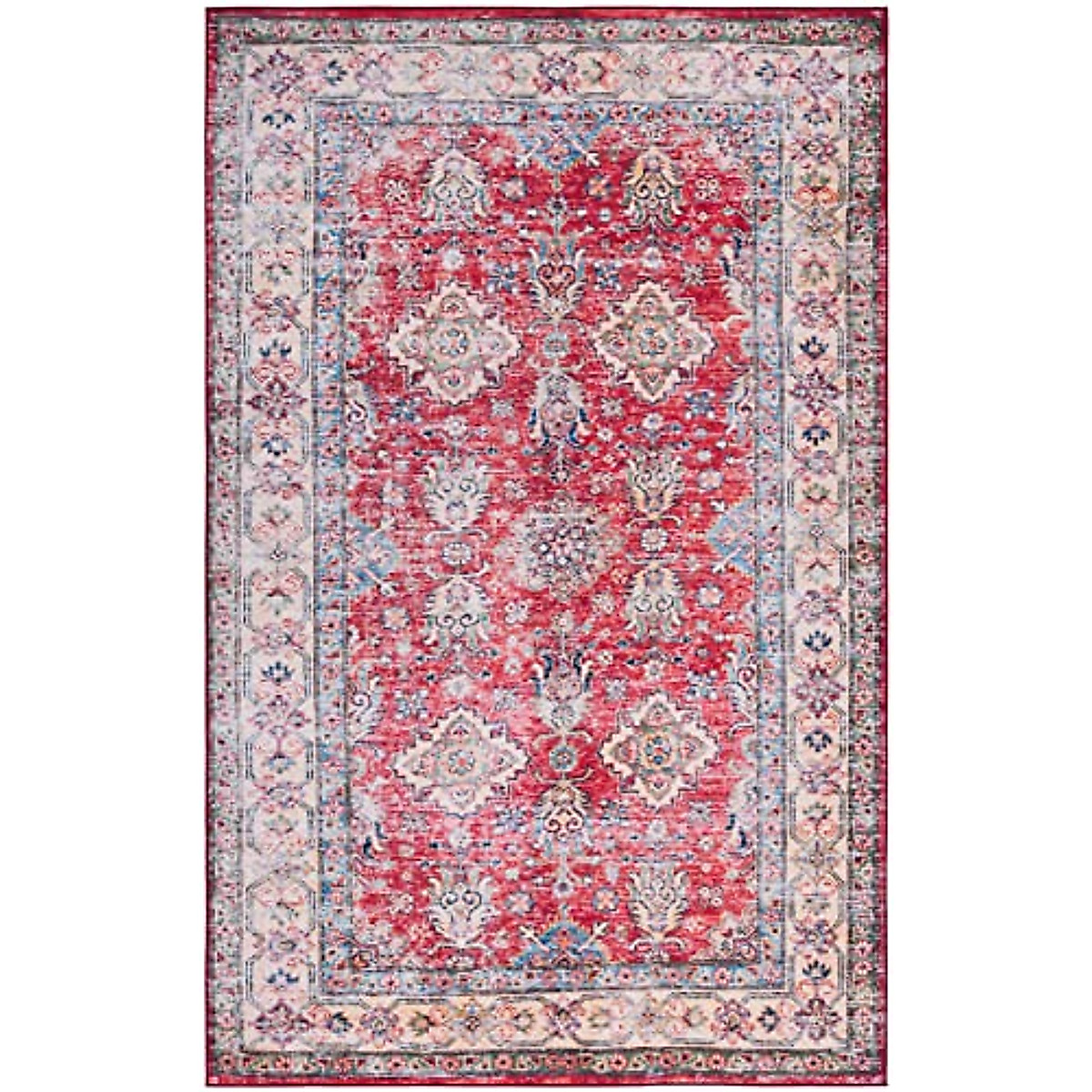 SAFAVIEH Tucson Collection Accent Rug - 4' x 6', Rust & Beige, Persian Design, Non-Shedding Machine Washable & Slip Resistant Ideal for High Traffic Areas in Entryway, Living Room, Bedroom (TSN196P)