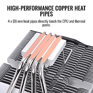 Thermaltake TOUGHAIR 110 140W TDP Top Flow CPU Cooler, Intel/AMD Universal Socket (LGA 1700/1200), 120mm 2000RPM High Static Pressure PWM Fan with High Performance Copper Heat Pipes CL-P073-AL12BL-A