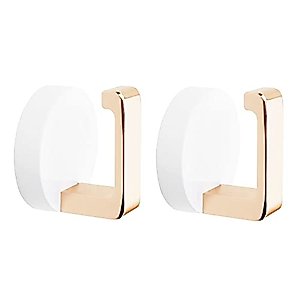 Gold Towel Hook for Bathroom Set of 2 - Upgraded 19 lb Capacity White Rose Gold Wall Hooks for Kitchen Cabinet, Closet Heavy Duty Alu Alloy Robe Hooks for Bedroom Hotel Easy to Use, 2 Pack White Gold