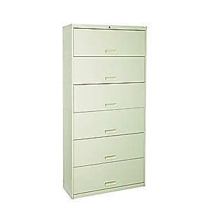 Datum Storage Stak-N-Lok 100 series 6H open shelf With Receding Doors and locking cabinet, 36", Light Gray