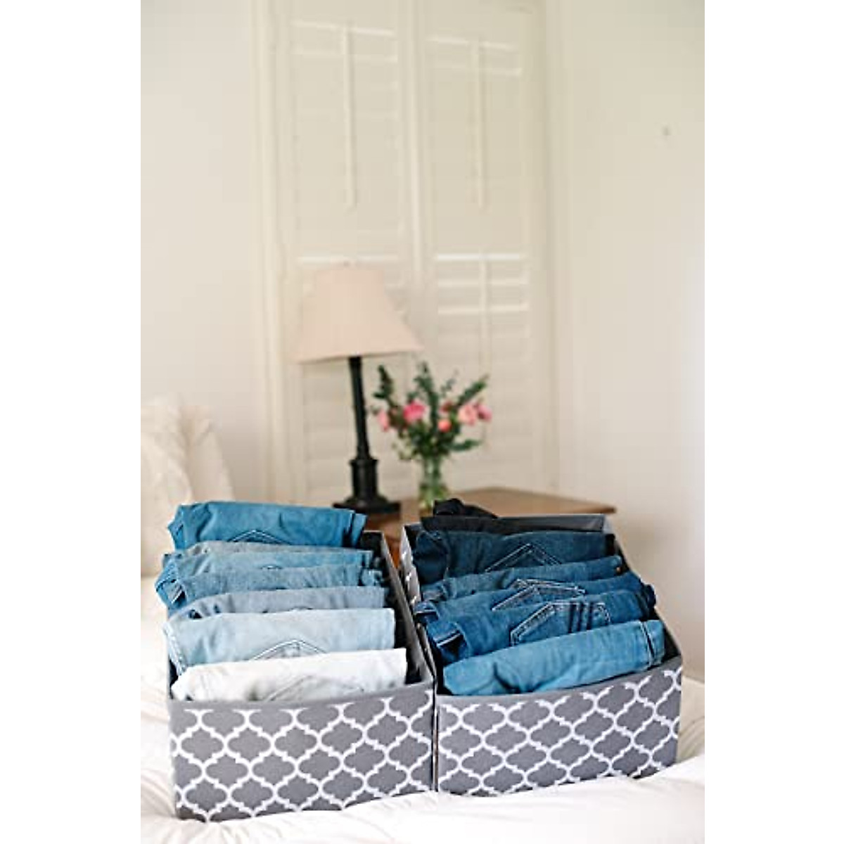 Three Sweet Peas Co XL Jeans Organizer for Closet I Clothes Organizer for Folded Clothes I Drawer Organizer for Clothing | Wardrobe Clothes Organizer for Jeans Grey