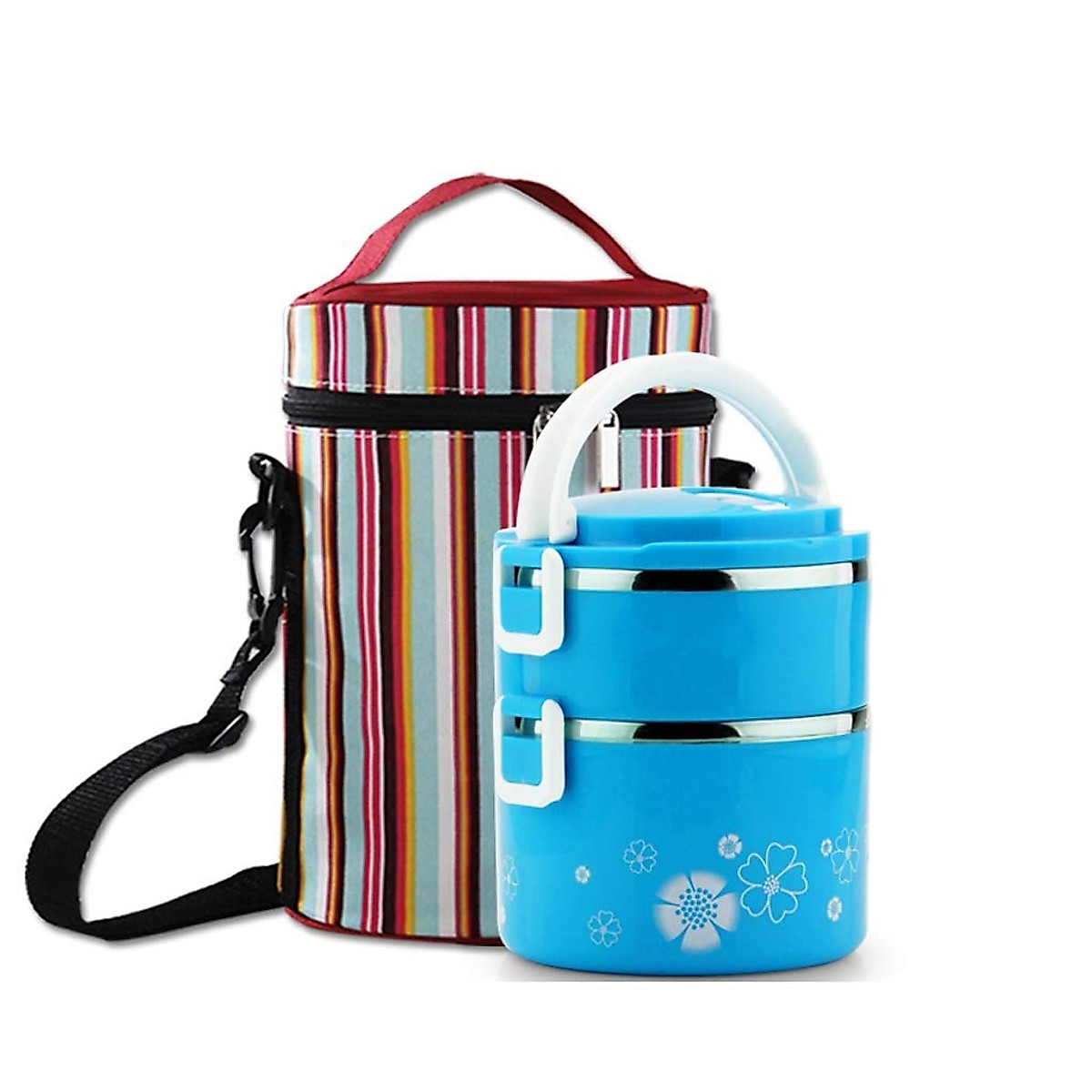 ZLDGYG Stackable Stainless Steel Thermal Compartment Lunch Box | 2-Tier Insulated Bento Box/Food Container with Insulated Lunch Bag