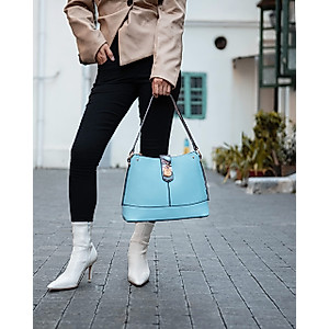 MKF Collection Shoulder Bag for Women, Vegan Leather and Faux Snake Trim, Fashion Hobo Handbag Messenger Purse