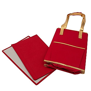 Simplify Gift Bag Organizer | Dimensions: 10.5"x 16"x 16" | Stores Gift Bags | Ribbon | Tissue Paper | Gift Cards | Large Reinforced Handles | Red | Holiday Storage | Collapsible