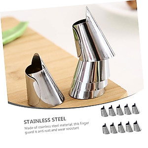 SEWOART 10pcs Finger Guard Kitchen Thumb Guards Tool Cut Resistant Finger Cots Cutting Protector Slicer Food Safety Holder Protector Dicing Machine Stainless Steel Potato